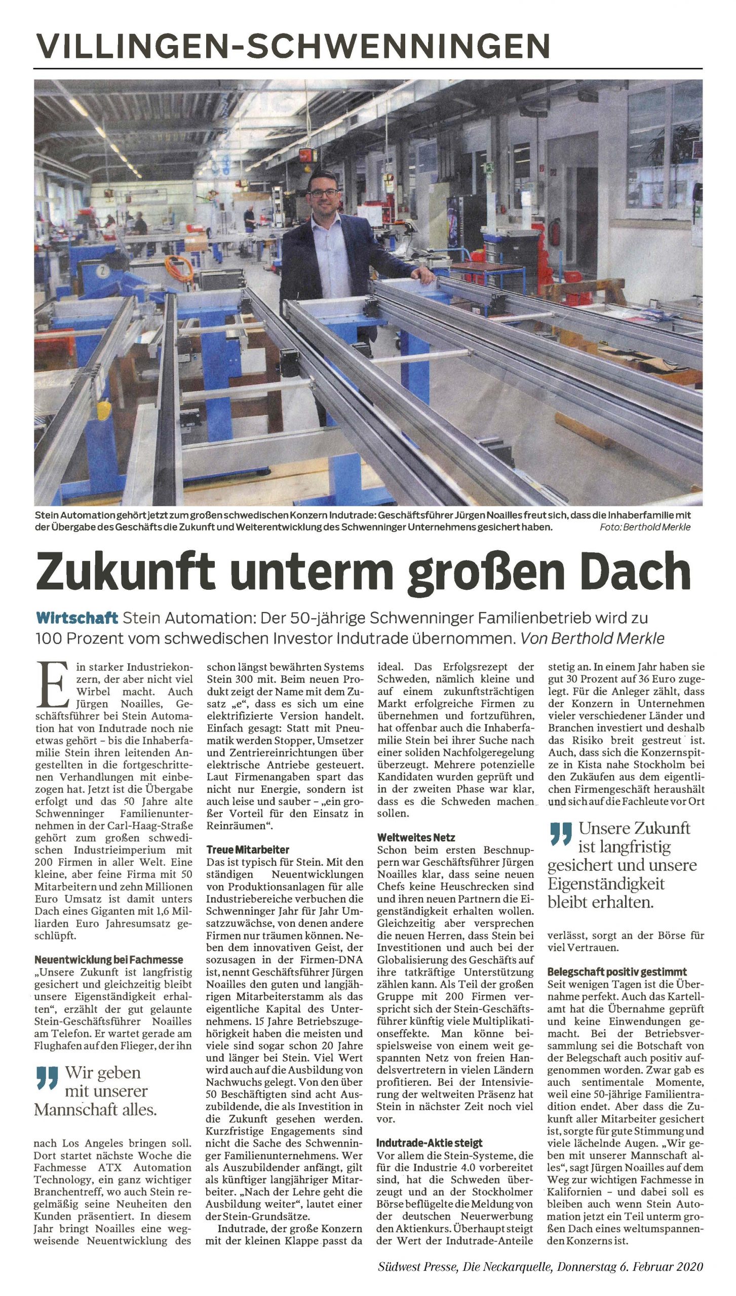 Zukunft unterm großen Dach - STEIN Automation - Wo Qualität zu Hause ist